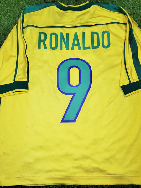 Ronaldo Brazil 1998 WORLD CUP Home Nike Soccer Jersey Shirt M ...