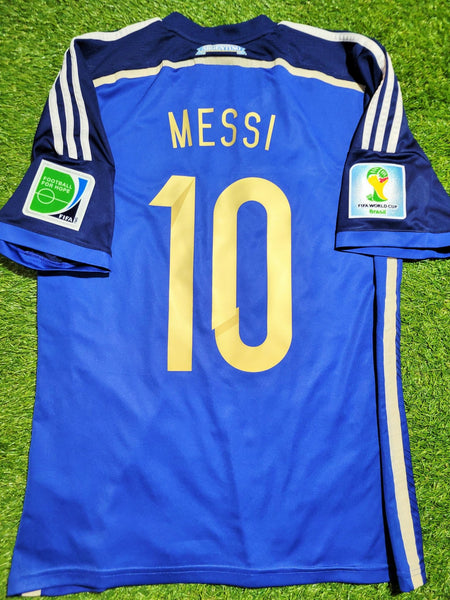 Messi Argentina 2014 WORLD CUP FINAL Away Soccer Jersey Shirt M SKU# G ...