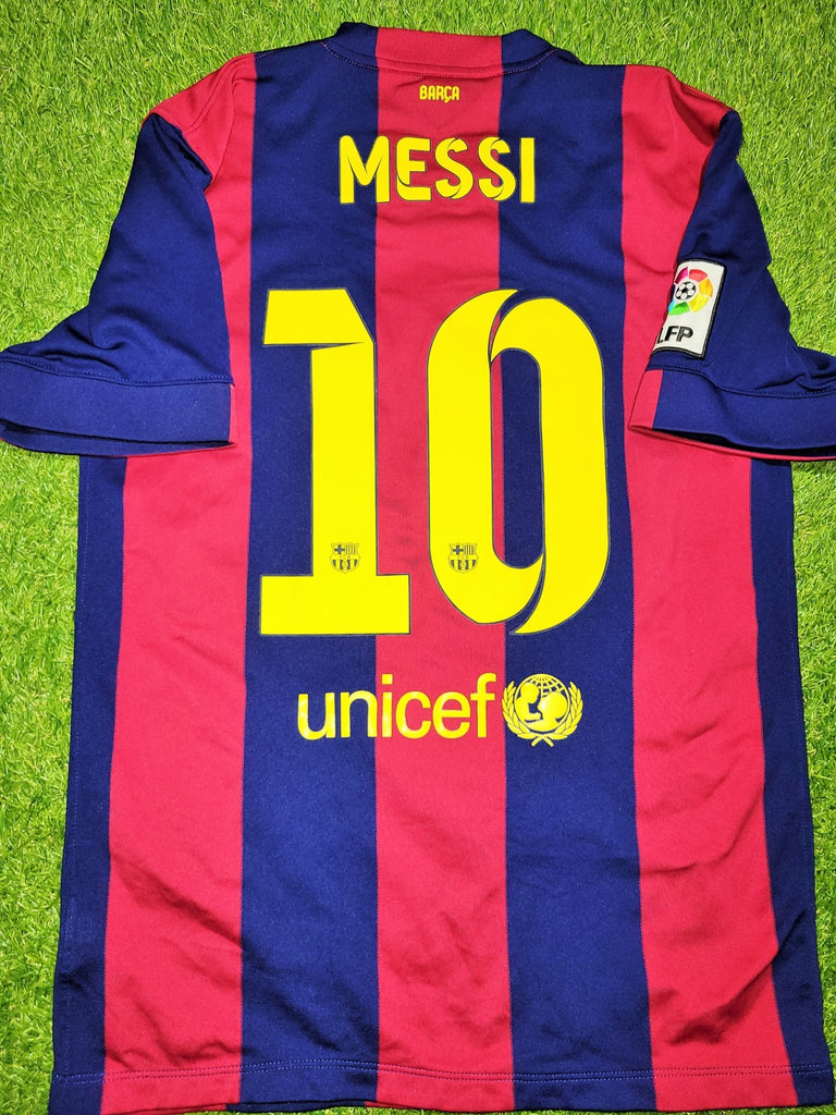 Messi Barcelona 2014 2015 TREBLE SEASON Home Soccer Jersey Shirt M SKU ...